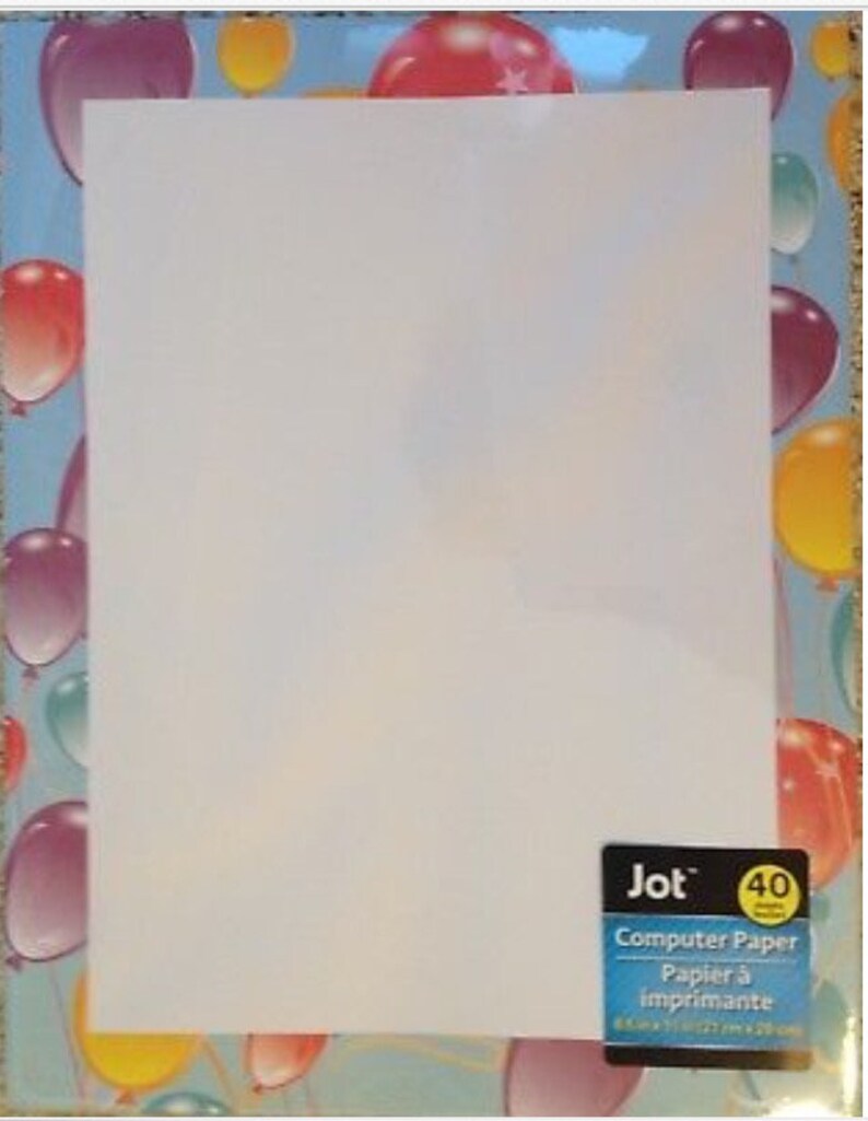 Computer Printer Paper New Pkg 40 Sheets Balloon Border 8.5x11 | Etsy