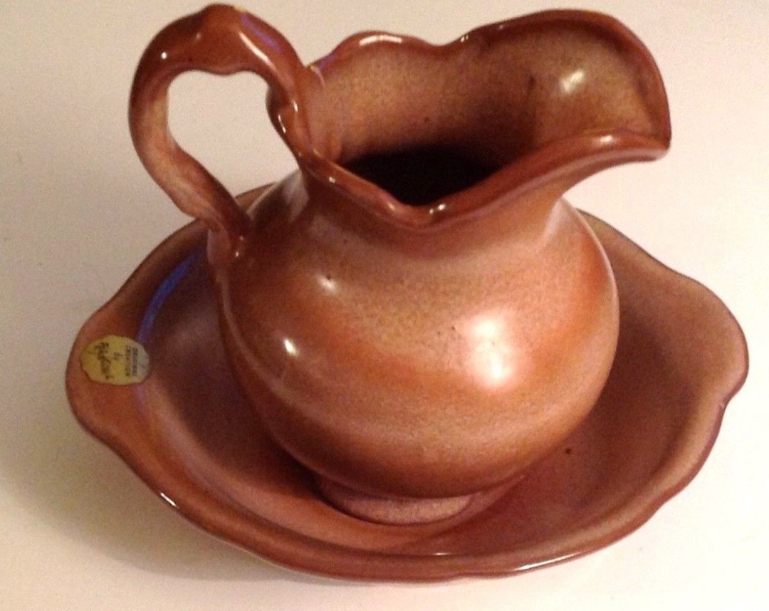 Frankoma Pottery Pitcher & Bowl Red Clay30a 30B Brown Desert Sand Glaze ...