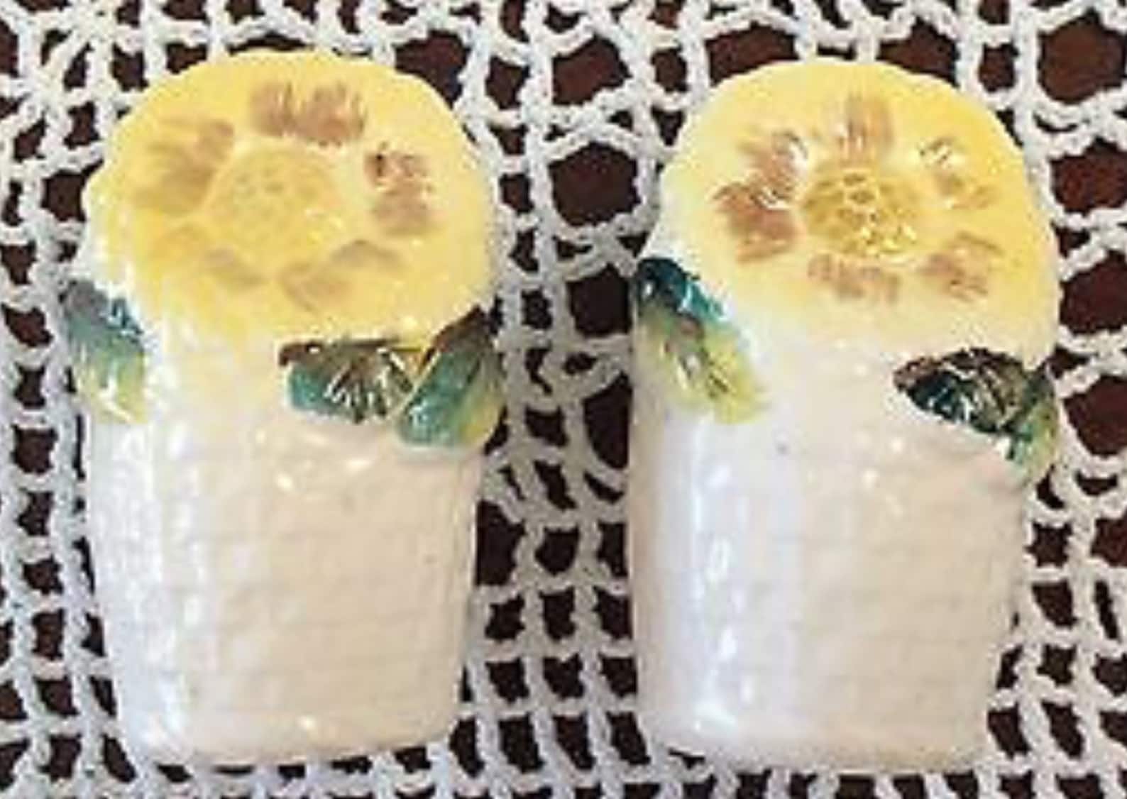 Salt and Pepper Shakers Yellow Flowers In Basket Made in Japan | Etsy