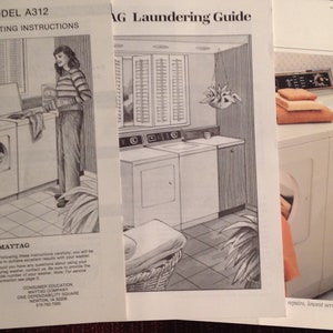 Maytag A312 Washer Dryer Vintage Operating Laundry Care Installation ...