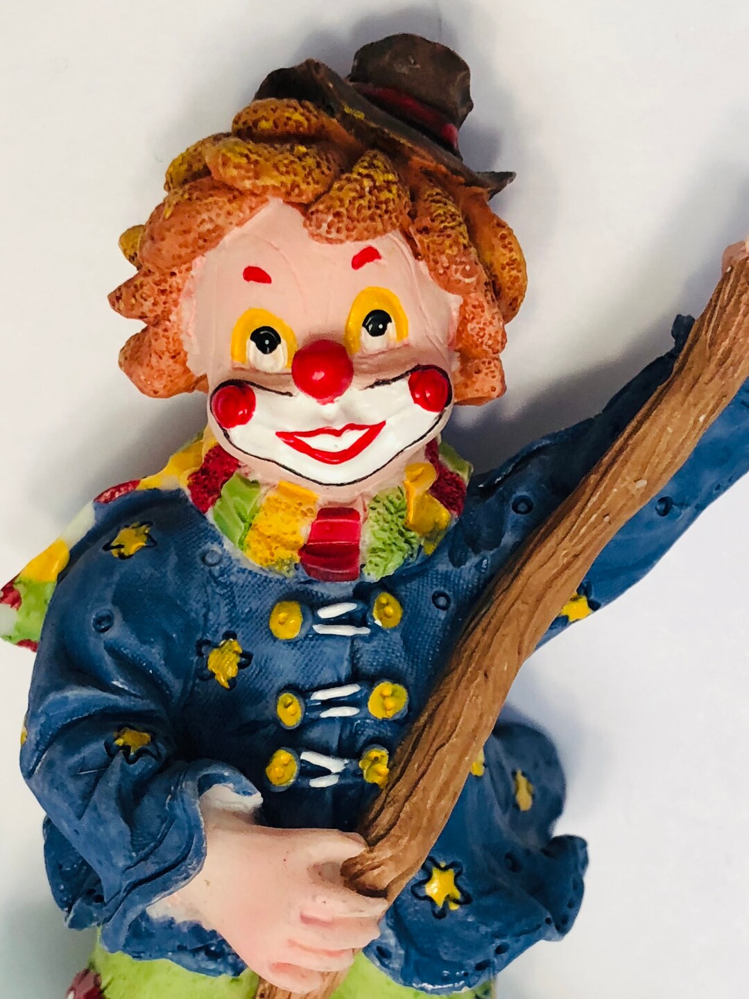 Circus Clown Holding Sweeping With Broom Figurine Vintage - Etsy