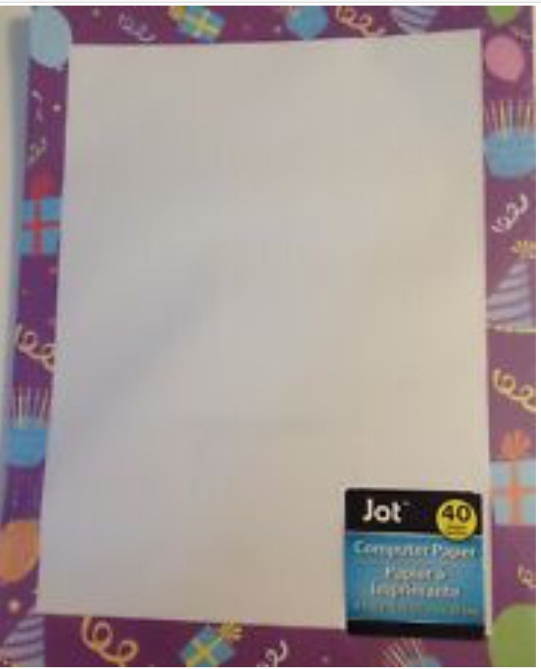 Computer Printer Paper Purple Birthday Party Border 40 Sheets 8.5x11 ...