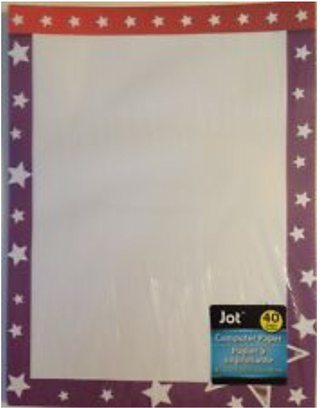 Computer Printer Paper Purple Ted Star Border 40 Sheets 8.5x11 ...