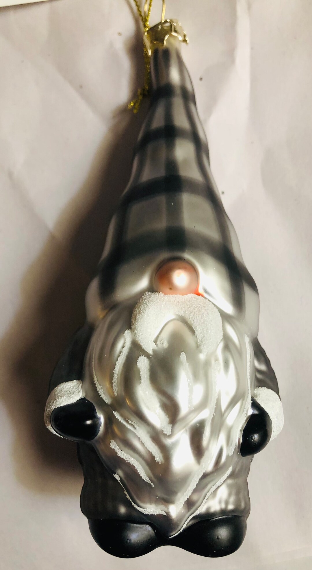 Robert Stanley Christmas Ornament Gnome Wearing Gray and Black Plaid ...