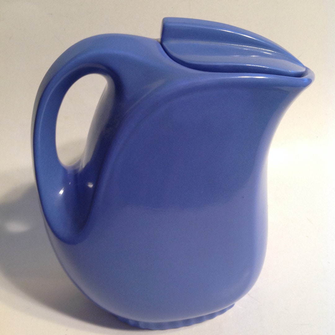 Hall Montgomery Ward Blue Water Pitcher With Lid and Ice Lip #5118 - Etsy