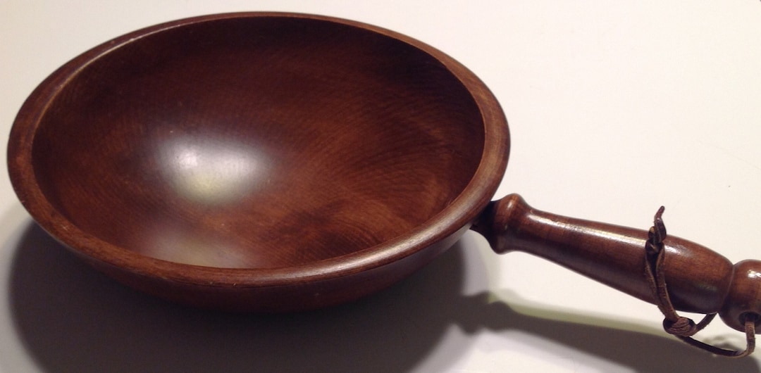 Bowl With Handle Woodcraftery Hand Carved Wood Vintage Woodenware - Etsy