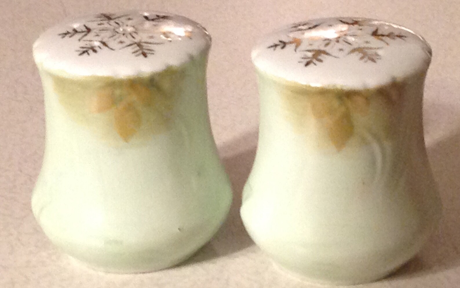 Salt & Pepper Shakers Vintage Lefton Green Heritage Hand Painted 3070 ...