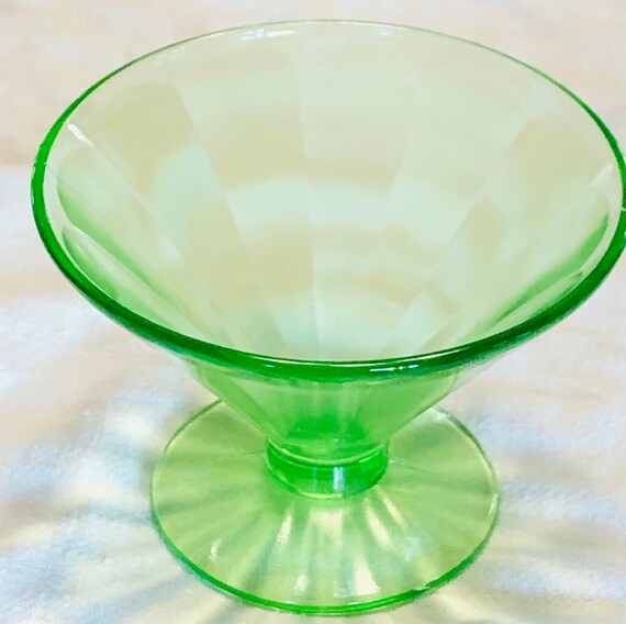 Federal Depression Glass Sherbet Bowl Green Paneled Vintage - Etsy