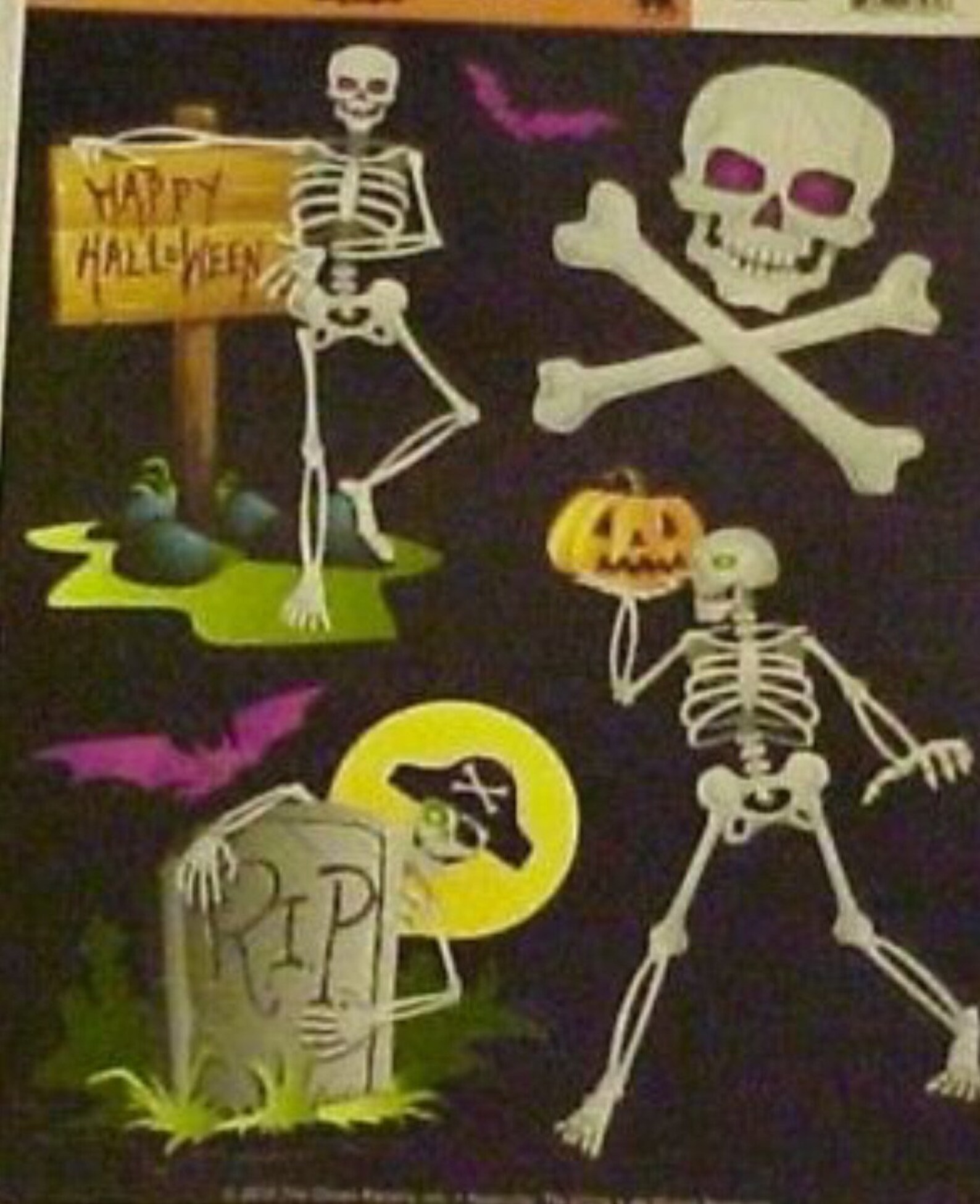 Static Window Clings Set Halloween Skeletons Skull Goth Craft - Etsy