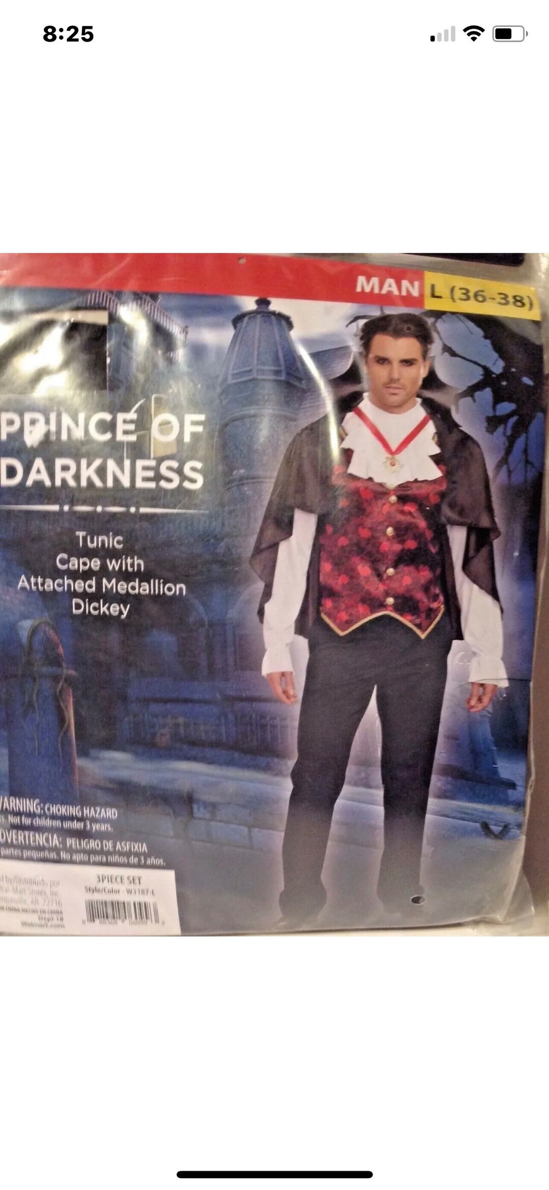 Vintage Gothic Adult Costune Vampire Prince of Darkness Halloween Mens ...