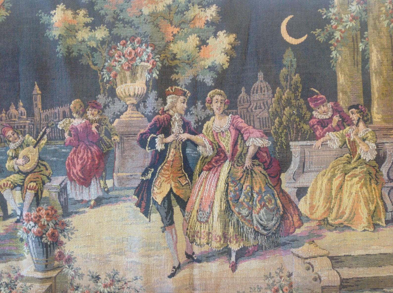 Victorian Antique Tapestry Dancing in the Moonlight Made in Belgium 20 ...