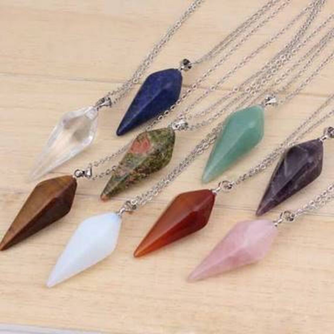 Pendulum of Natural Stone for Healing Reiki Crystal Pendulum of Dowsing ...