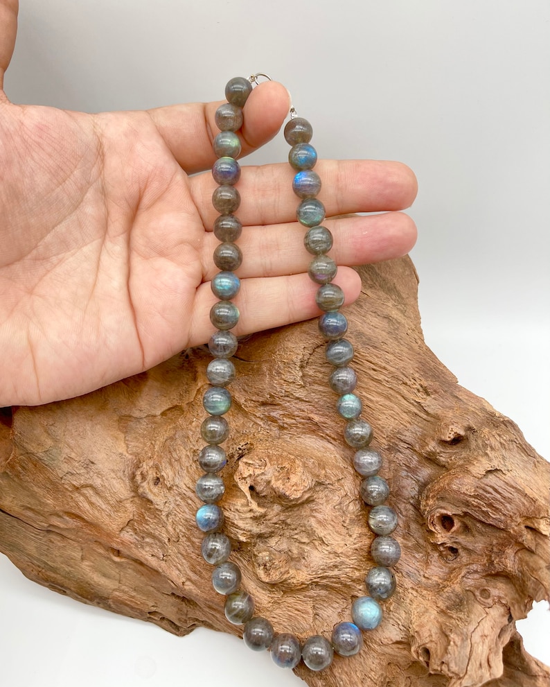 Natural Labradorite Stone Round Beaded Necklace Available in 6 Mm 8 Mm ...