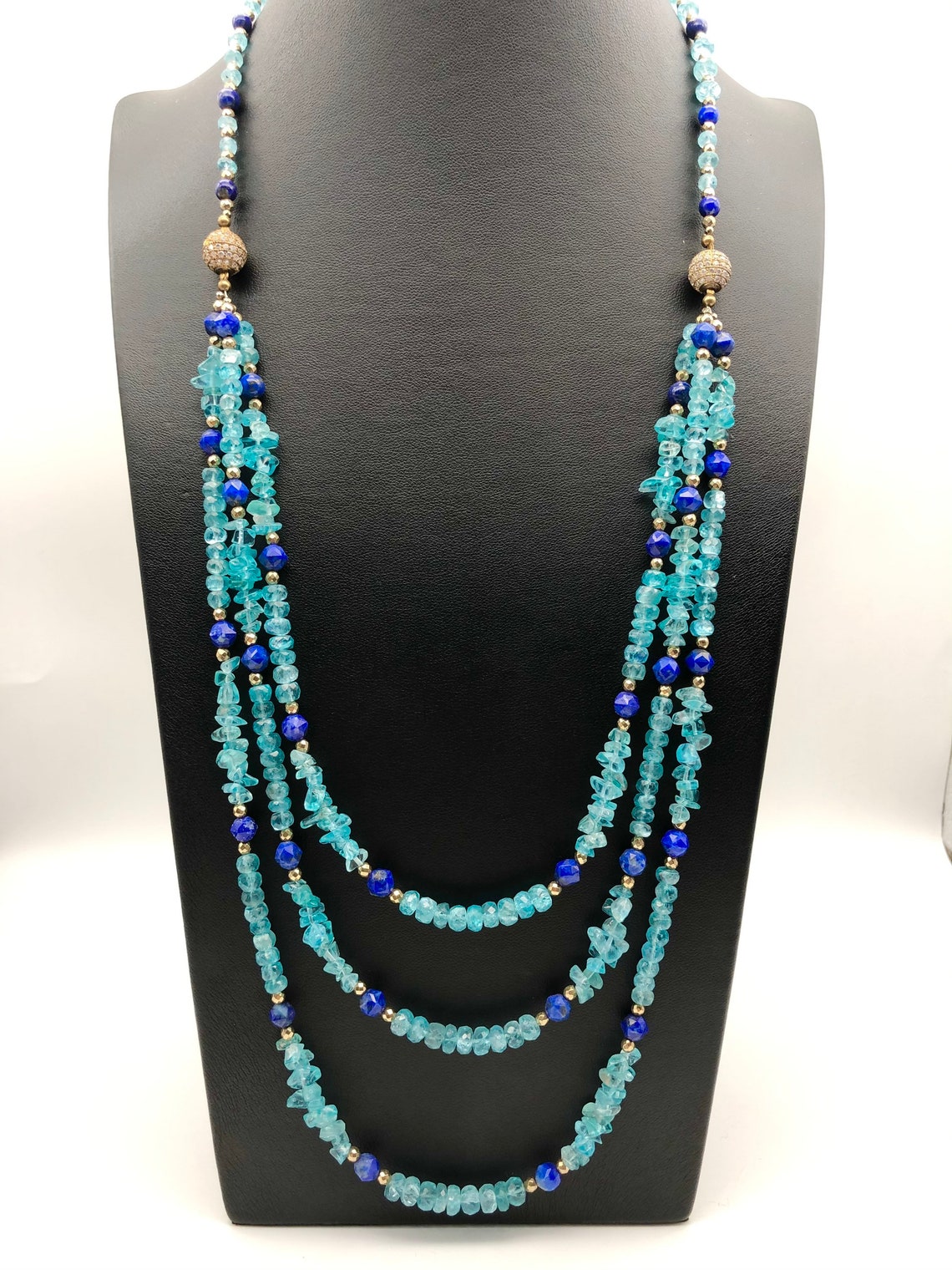 Natural Blue Neon Apatite Chip With Lapis Lazuli Shape - Etsy