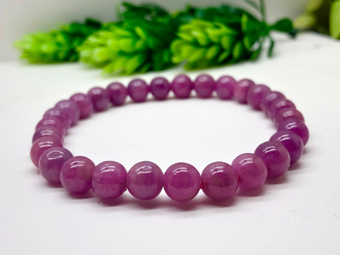Natural Ruby Stone beads bracelet / 6.5 mm genuine Ruby | Etsy