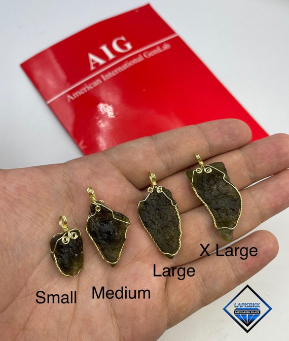 100 Natural Moldavite With Golden Wire Wrapped Genuine Moldavite Tektite Big Piece Raw Moldavite Pendent Moldavite From Czech Republic Etsy
