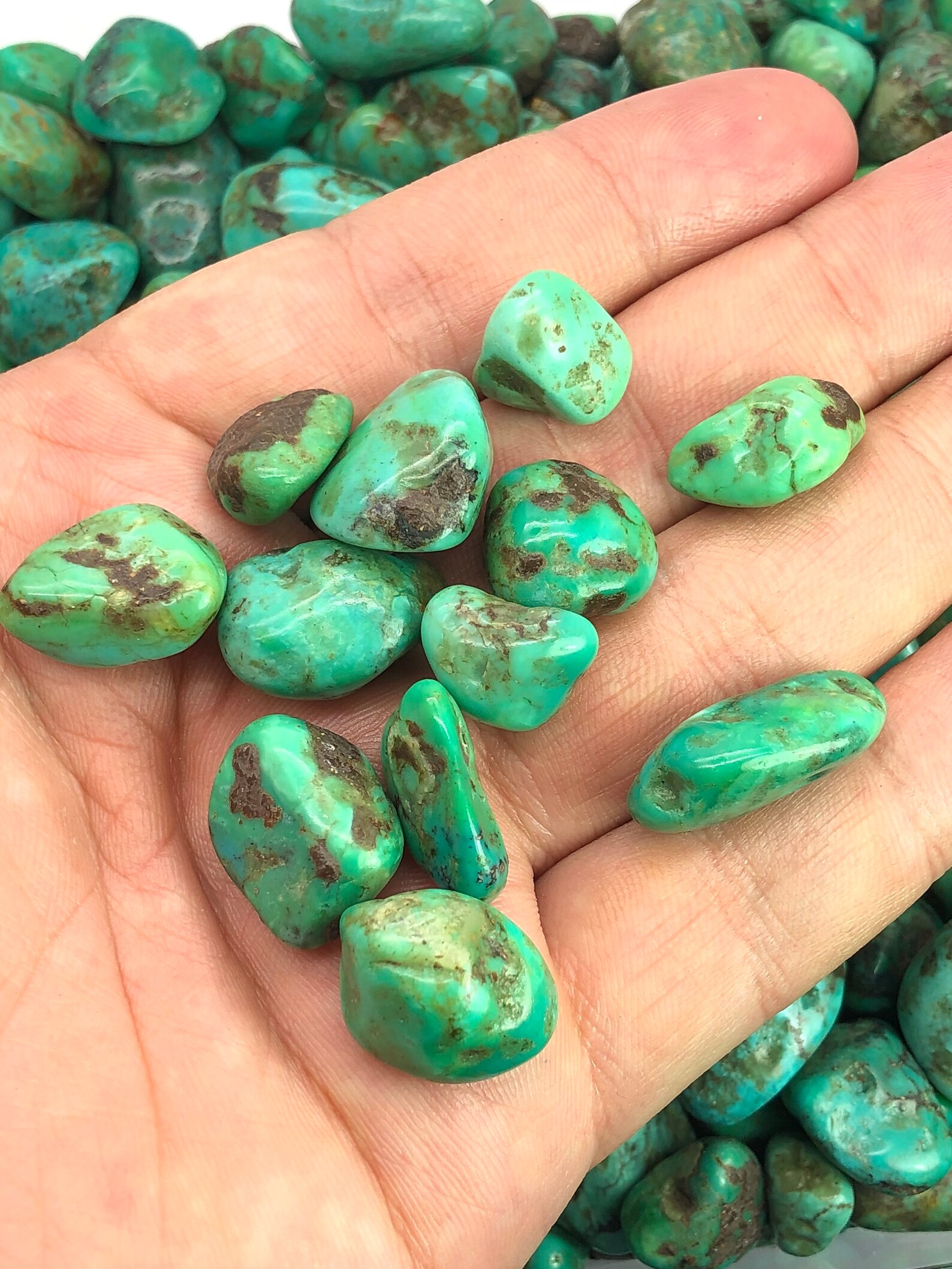 100% Natural Greenish Turquoise Nugget Tumbled Stone Natural Tumbled ...