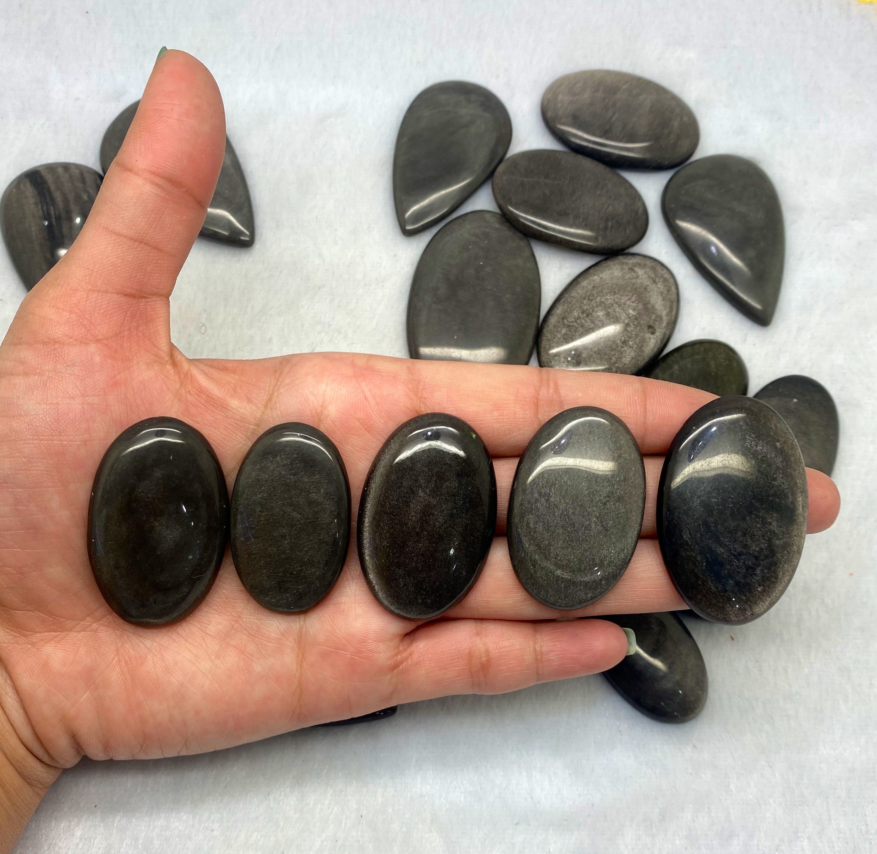 10 Pc Natural Gray Obsidian Stone Cabochon Wholesale Gray - Etsy UK
