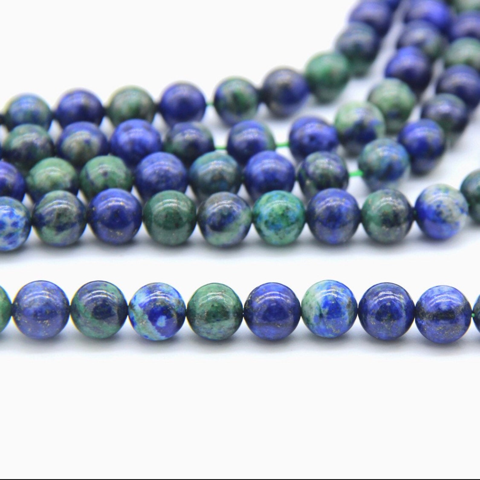 Natural Azurite Malachite Stone Beads Strand 6 Mm 8mm 10 Mm 12 - Etsy