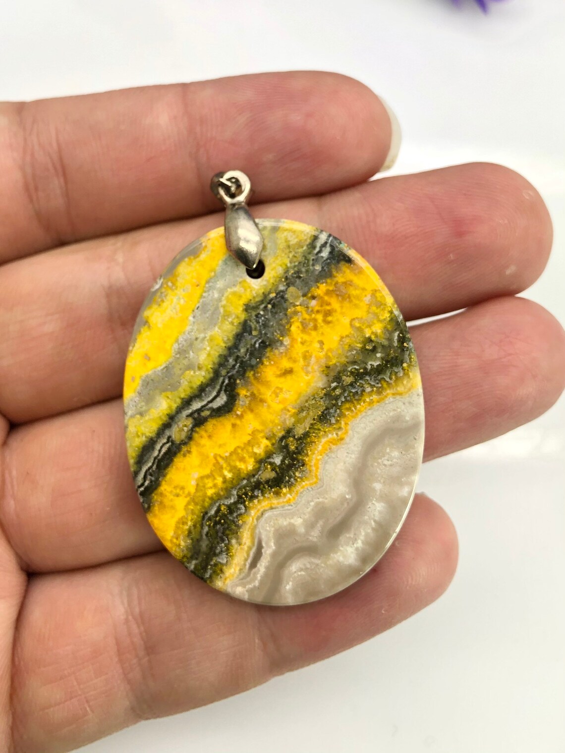 Natural Bumble Bee Stone Pendant for Men and Women Yellow - Etsy