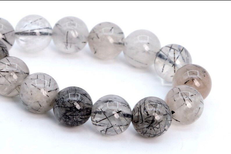 Natural Black Rutail Quartz Stone Beads Strand 6 Mm 8mm 10 Mm - Etsy