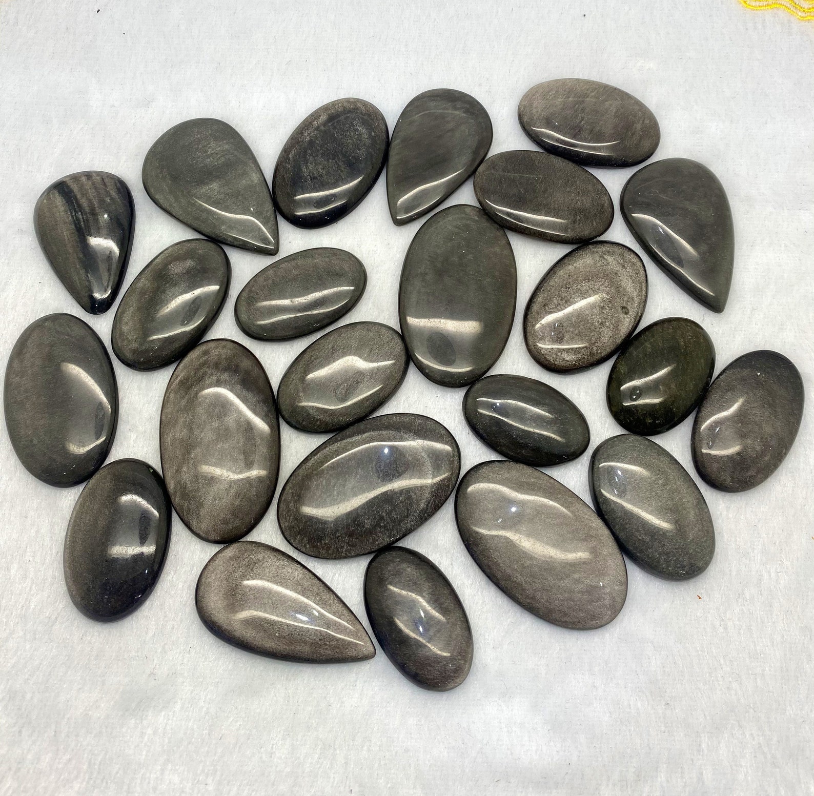 10 Pc Natural Gray Obsidian Stone Cabochon Wholesale Gray - Etsy