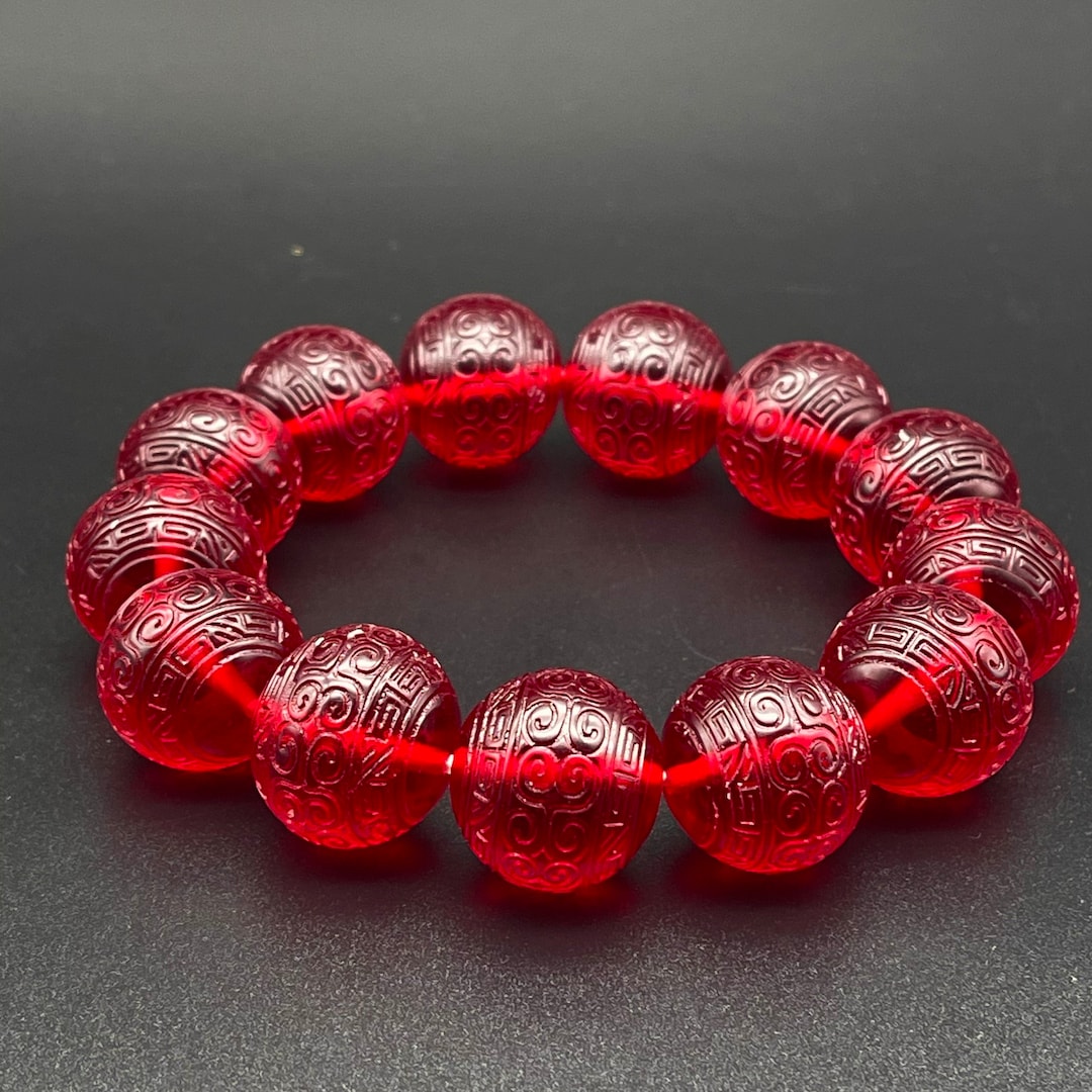 Genuine Red Cherry Vintage Bakelite Round 16 Mm Beaded Bracelet ...