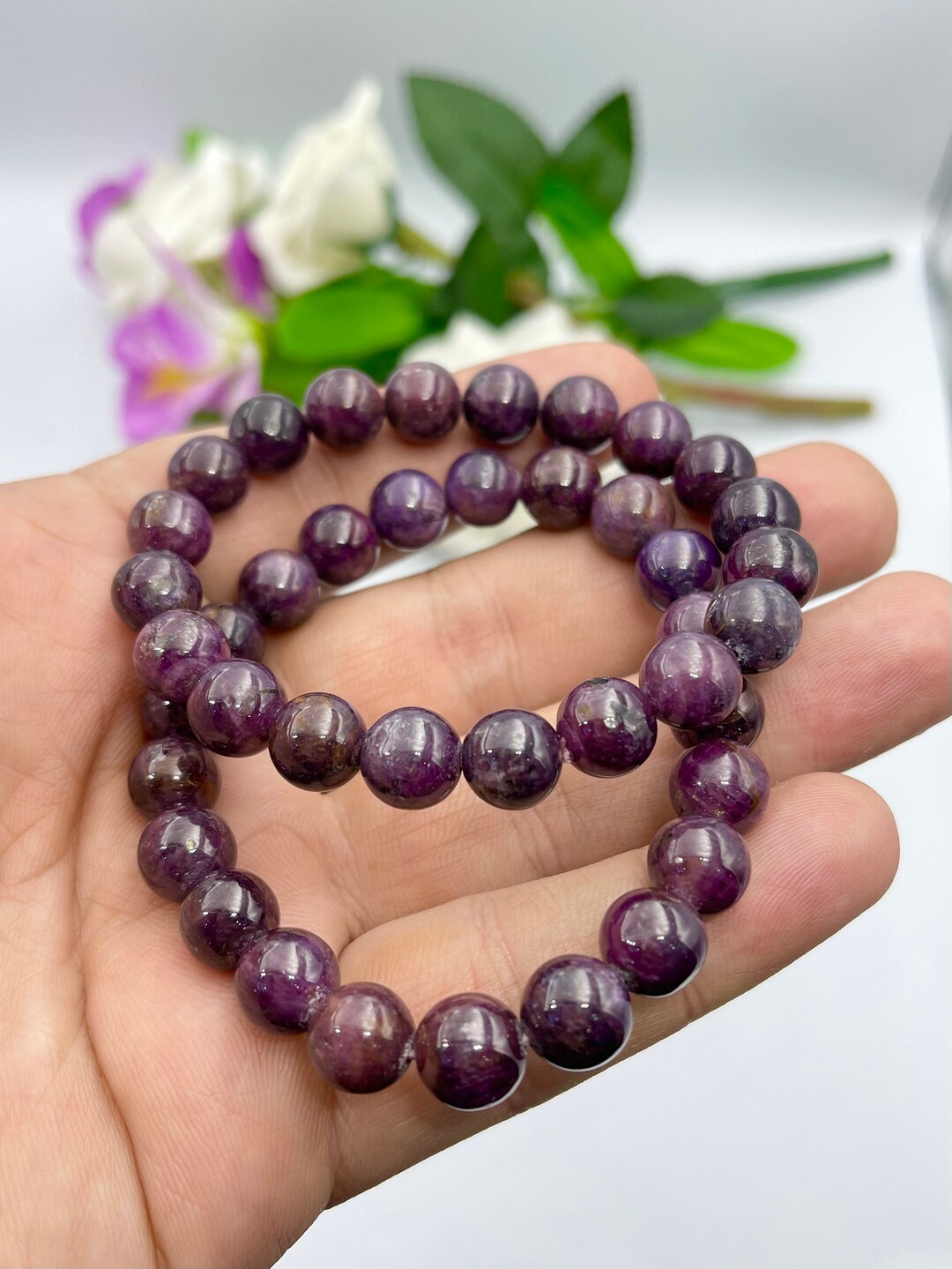 Natural Ruby Stone Beads Bracelet / 10 Mm12 Mmgenuine Ruby Bracelet ...