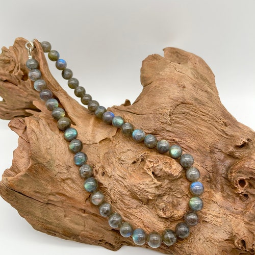 Natural Labradorite Stone Round Beaded Necklace Available in 6 - Etsy