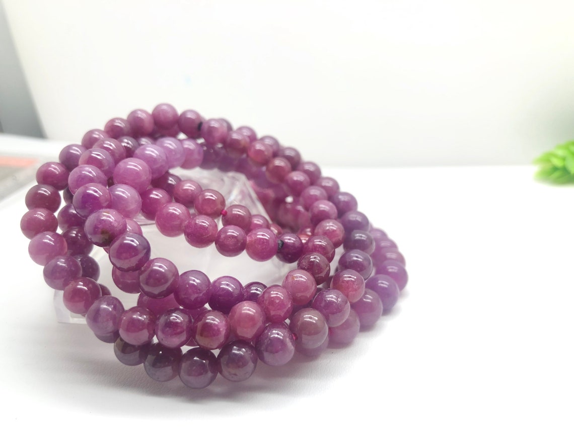 Natural Ruby Stone Beads Bracelet / 6.5 Mm Genuine Ruby - Etsy