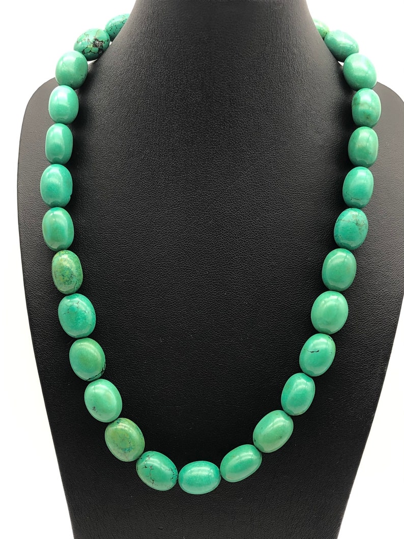 16 Inch Long Natural Tibet Turquoise Oval Round Shape Blue - Etsy