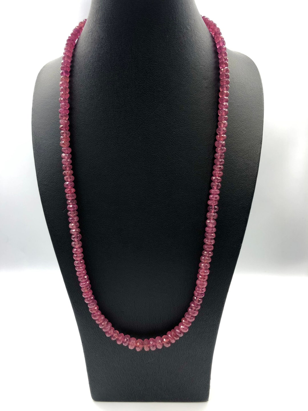 Natural Ruby Necklace Mozambique Roundel Faceted Ruby Bead Necklace ...