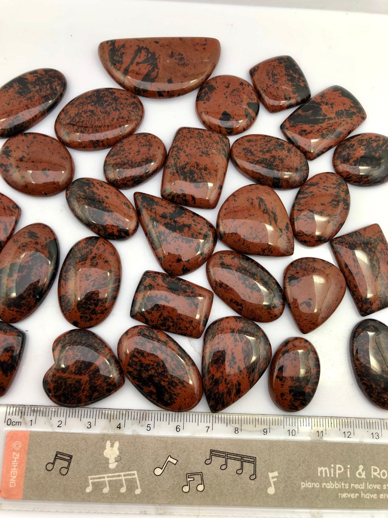 10 Pc Natural Mahagony Obsidian Stone Cabochon Natural Red - Etsy