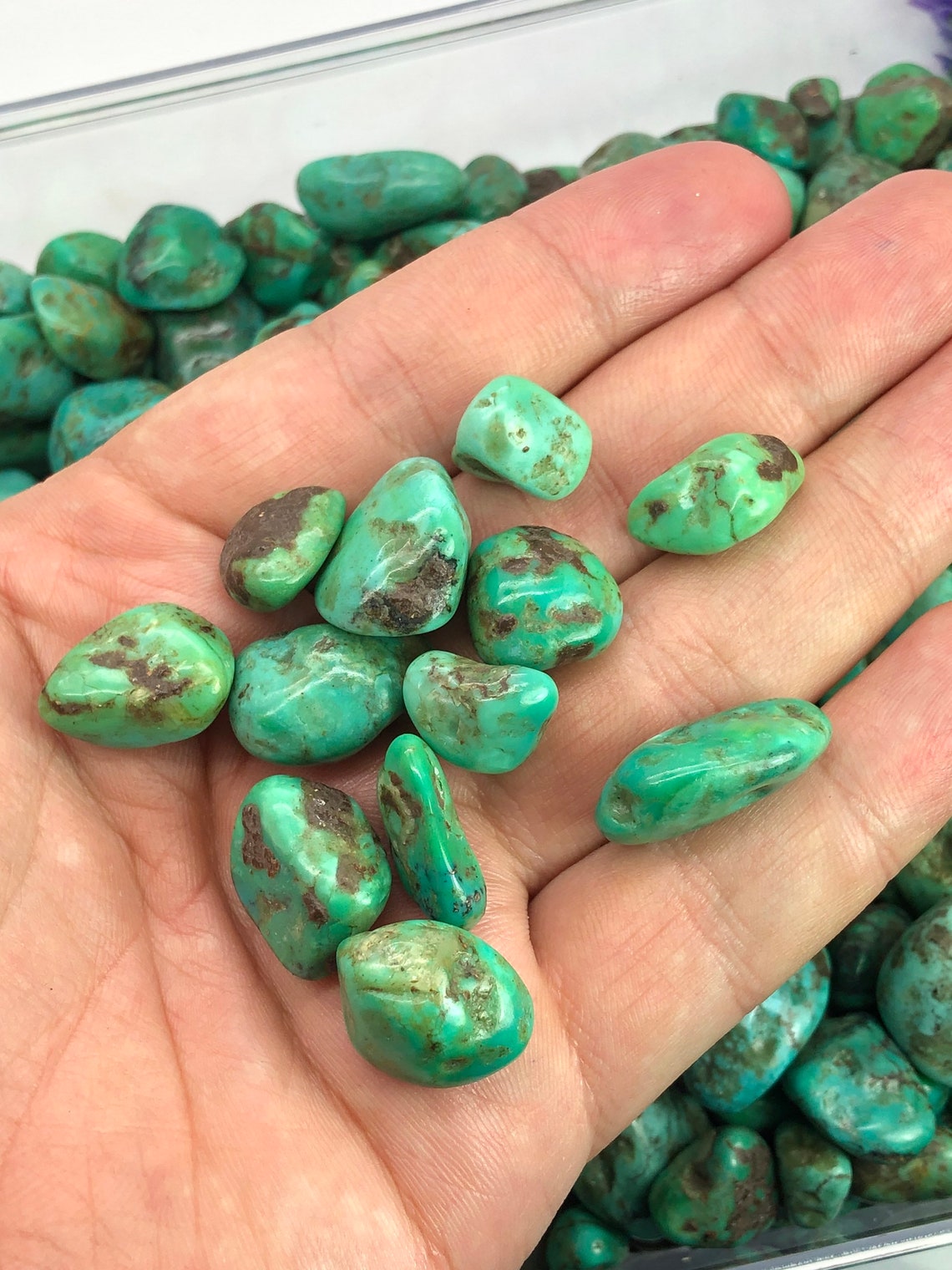 100% Natural Greenish Turquoise Nugget Tumbled Stone Natural Tumbled ...