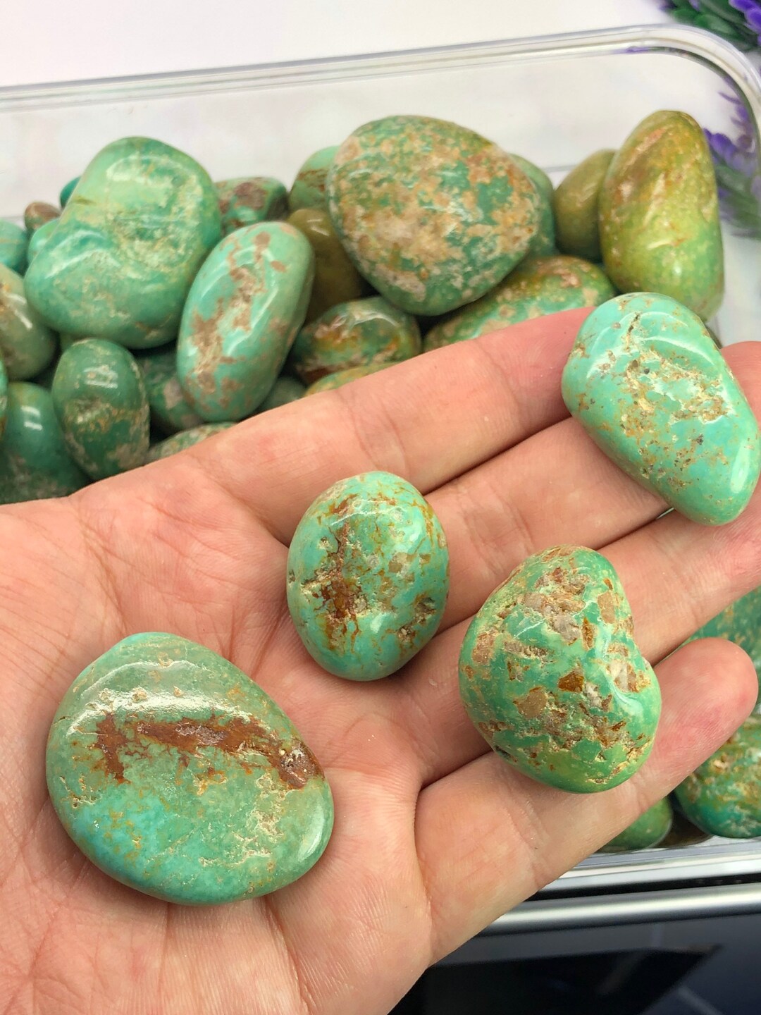 50 G 100% Natural Greenish Turquoise Nugget Tumbled Stone Natural ...