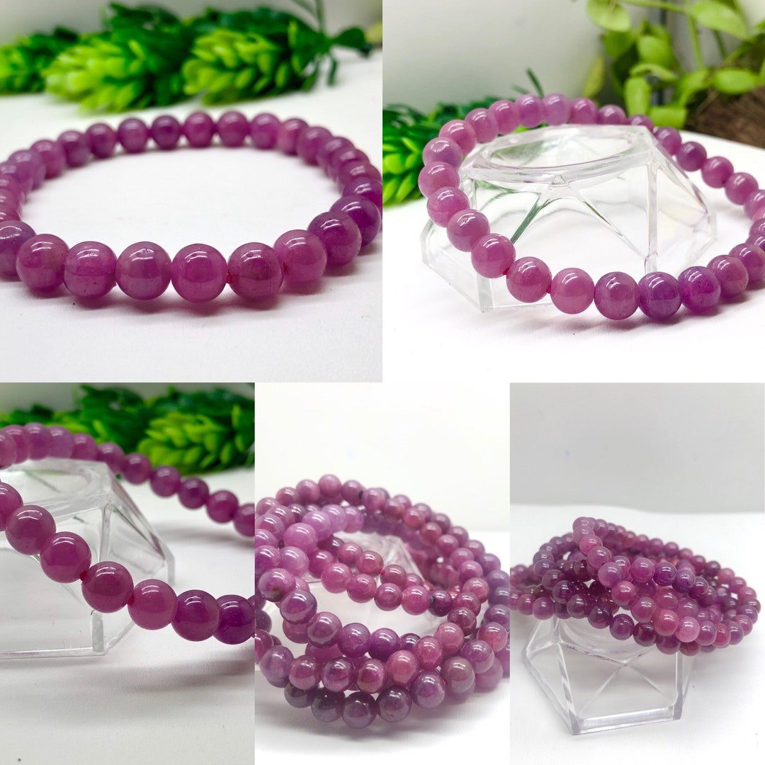 Natural Ruby Stone Beads Bracelet / 6.5 Mm Genuine Ruby Bracelet ...