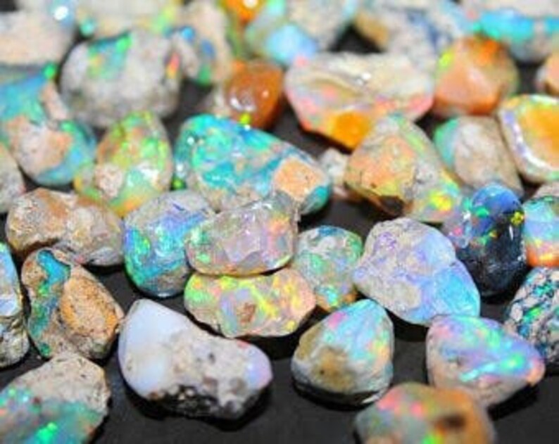 Raw Natural Opal Small Size Rough Ethiopian Opal Multi Fire Opal Welo ...