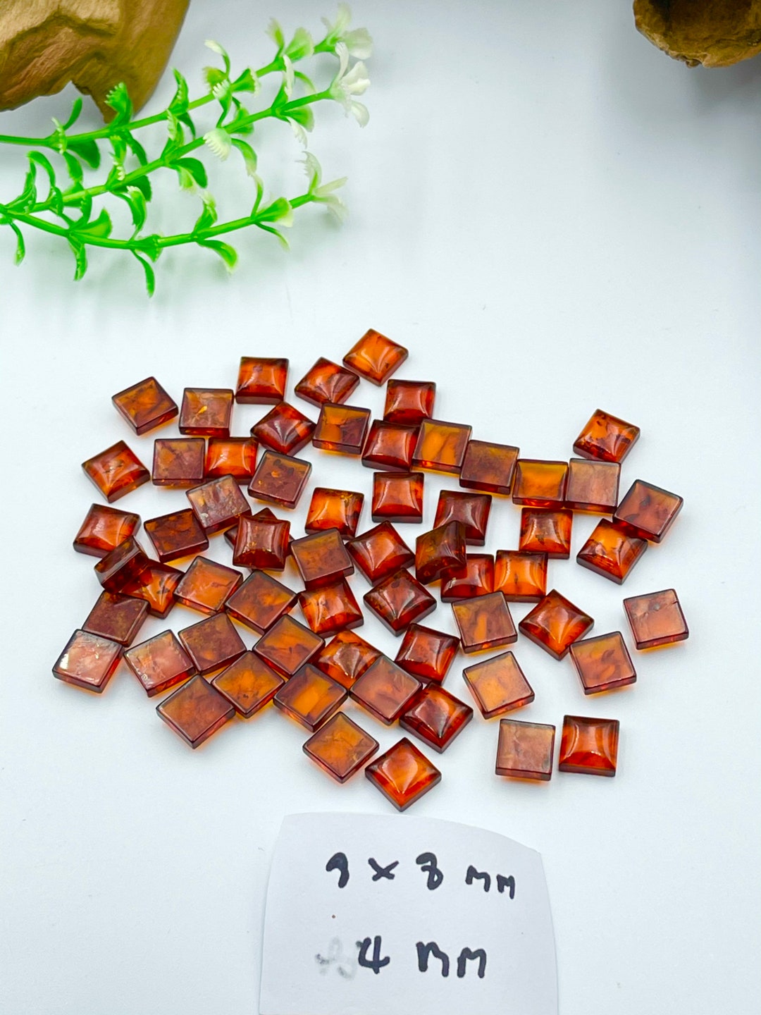 Natural Baltic Amber Square 8x8mm 4 Mm Cabochon 100% Natural Baltic ...