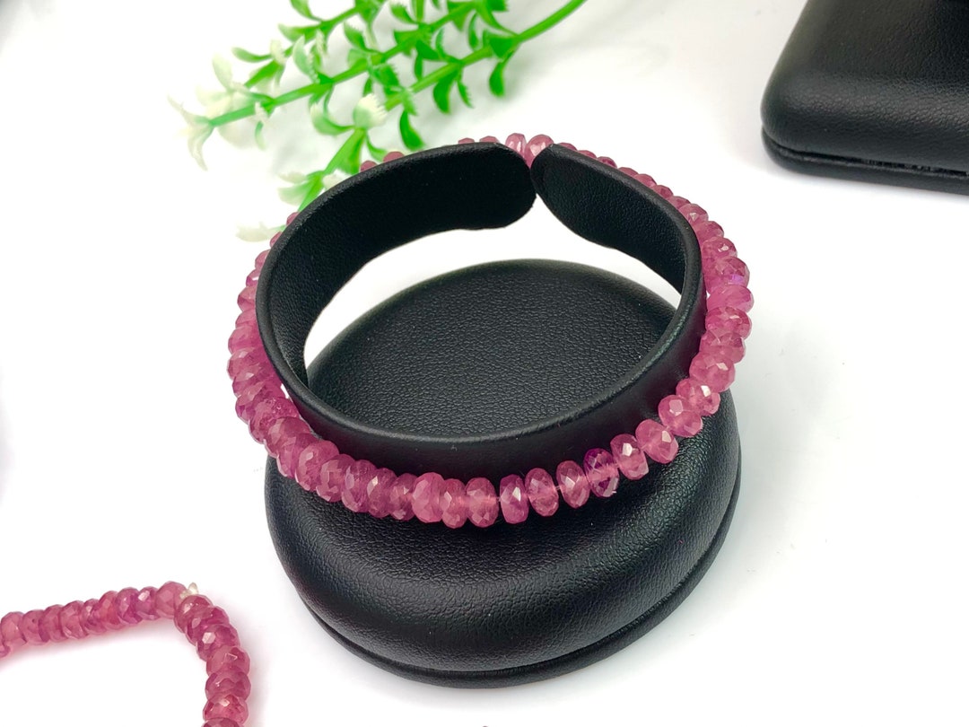 Natural Ruby Faceted Beads Bracelet / 6.5 Mm Genuine Faceted Ruby ...