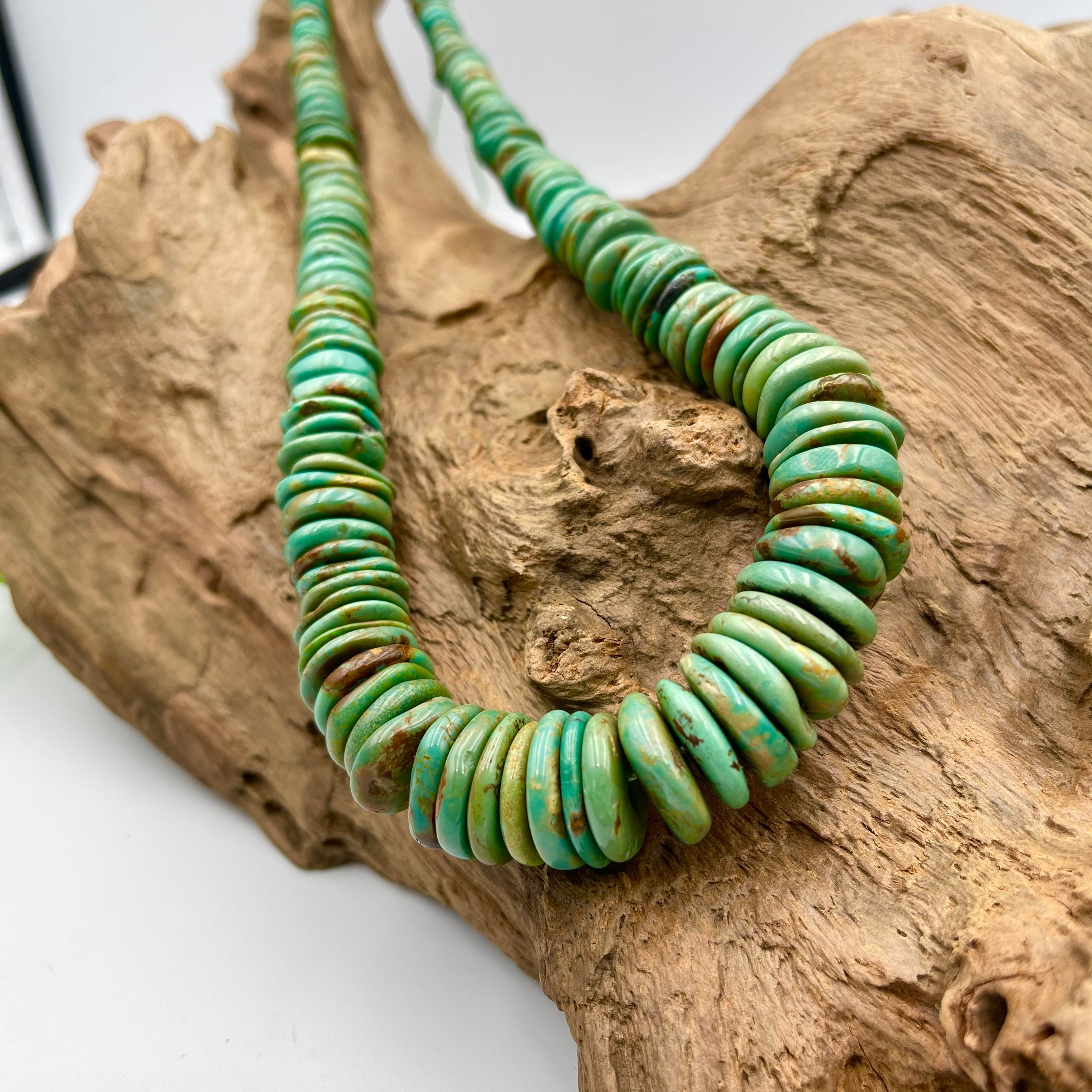 Natural Green Turquoise Necklace Donut Green Kingman mine | Etsy