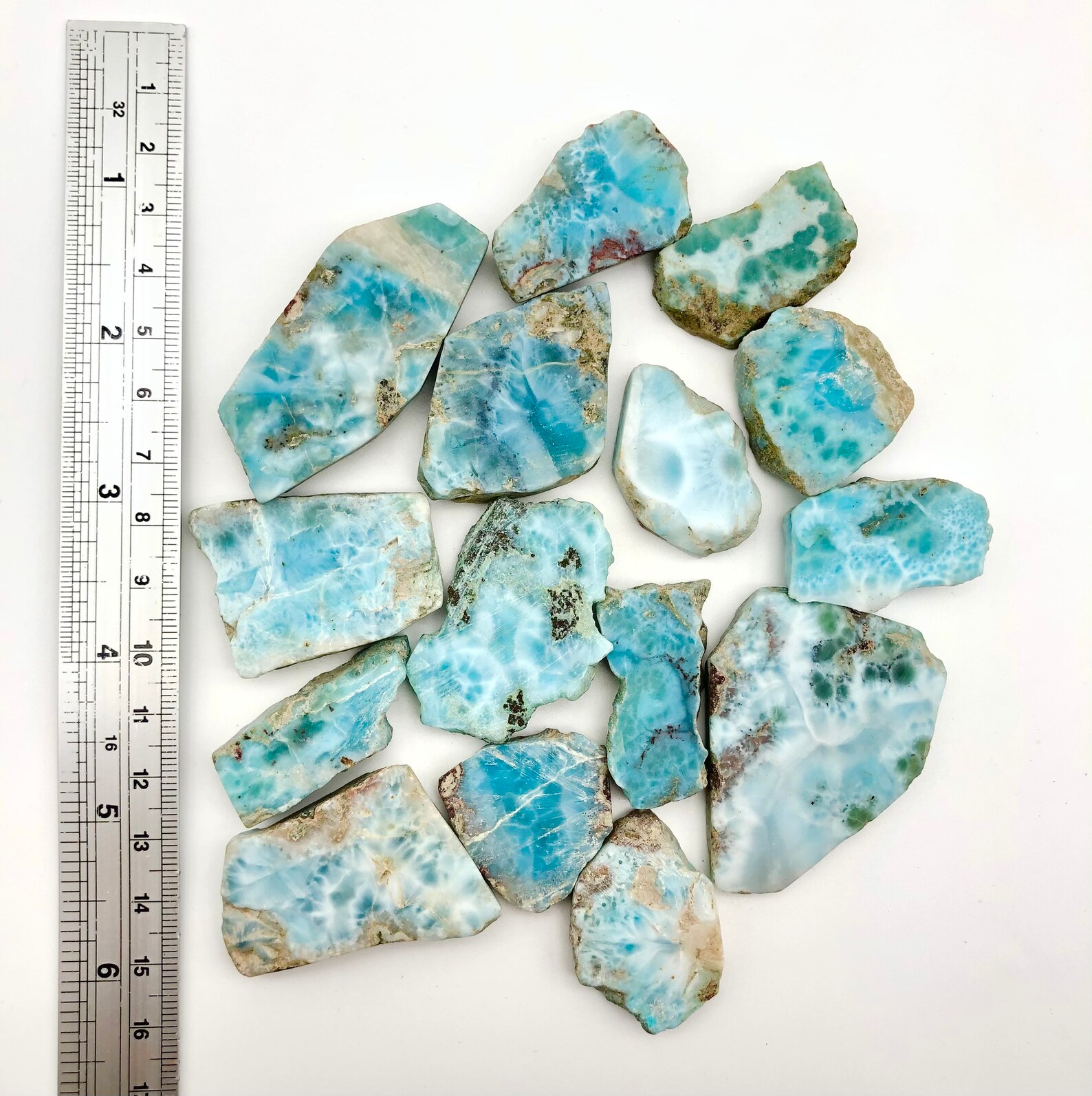 Rough Larimar Stone Slices / Natural Larimar Slabs/ 20-60 G Size Blue ...