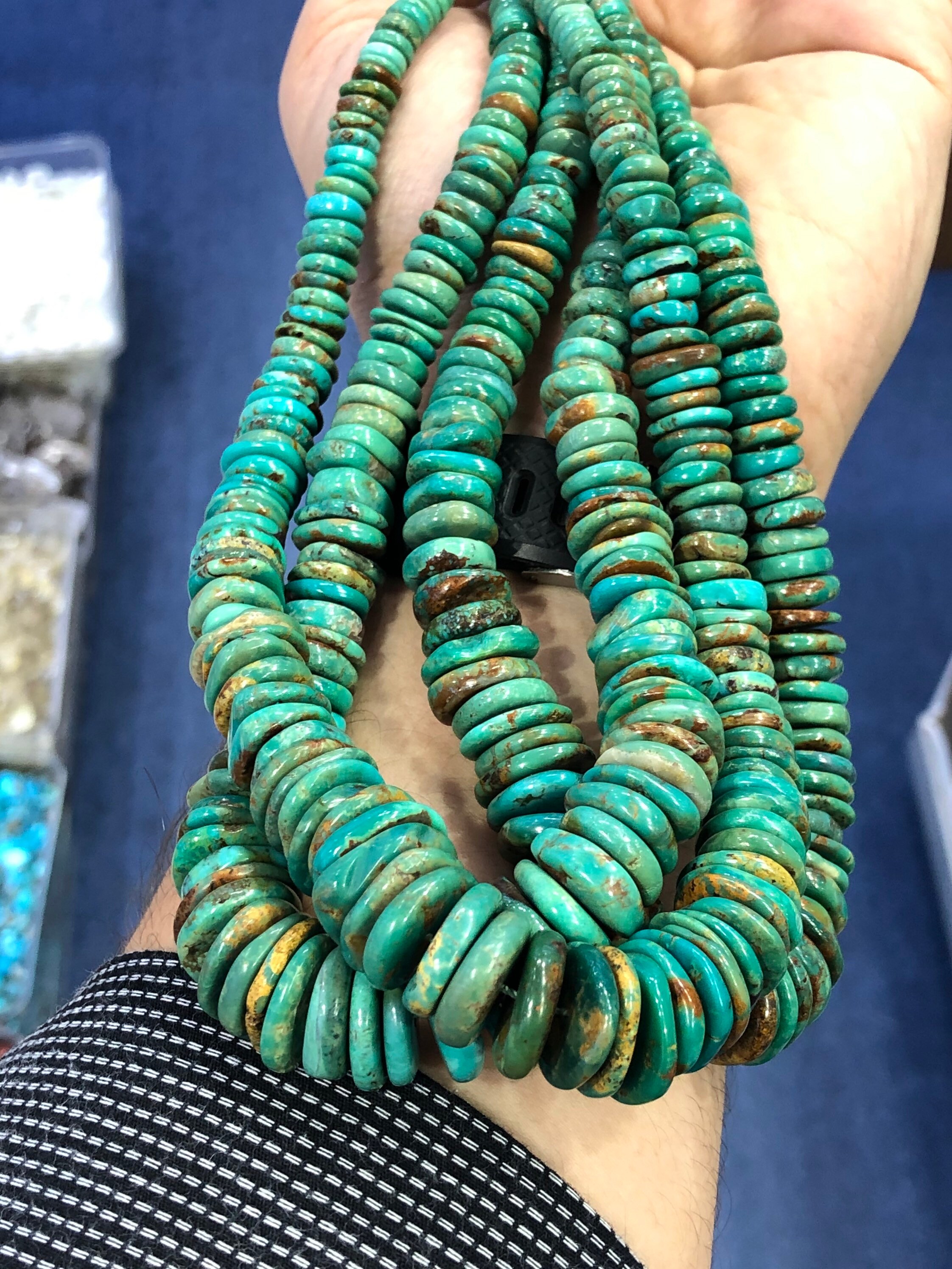 Natural Green Turquoise Necklace Donut Green Kingman Mine Turquoise ...