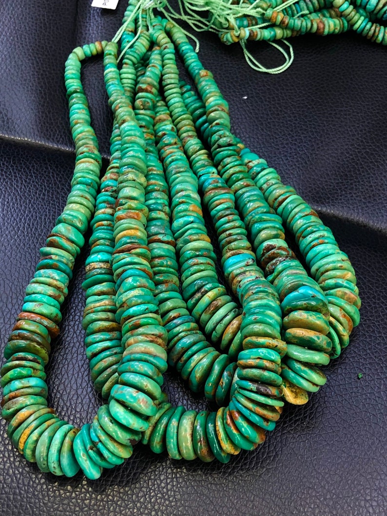 Natural Green Turquoise Necklace Donut Green Kingman Mine - Etsy