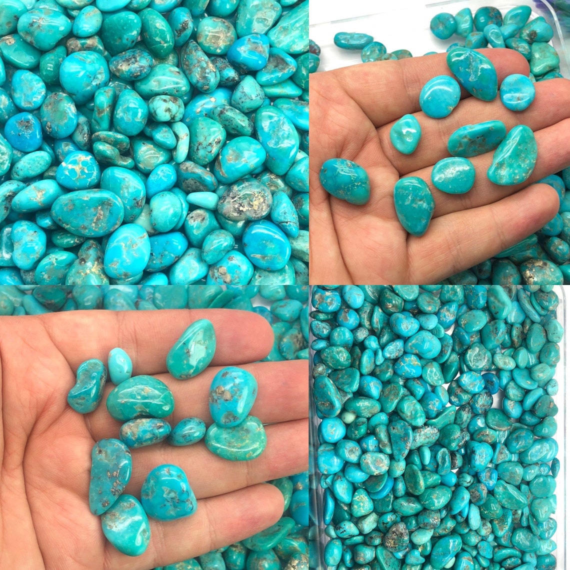 50 Gm 100% Natural Blue Turquoise Nugget Tumbled Stone Natural Tumbled ...