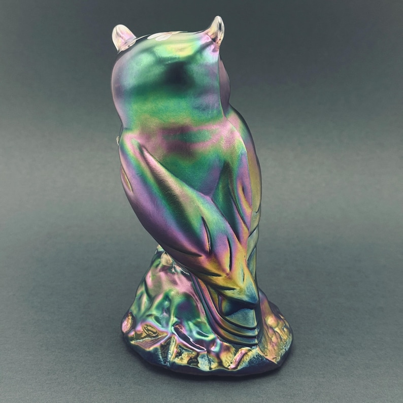 RARE Fenton Iridescent Owl Signed Frank & Ryan Fenton Hand Painted J ...