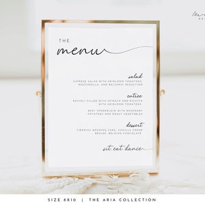 Minimalist Dinner the Menu Template Wedding Food Menu Sign Printable ...