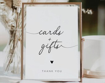 Minimalist Cards and Gifts Sign Printable, Elegant Gift Table Sign ...
