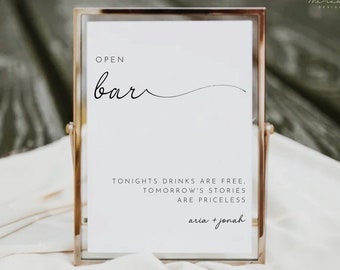 Amber Open Bar Sign Printable Modern Wedding Bar Sign Bohemian Free ...