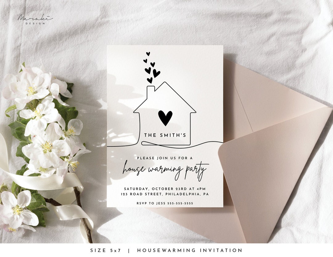 Housewarming Party Invitation Template Black Minimalist Modern ...