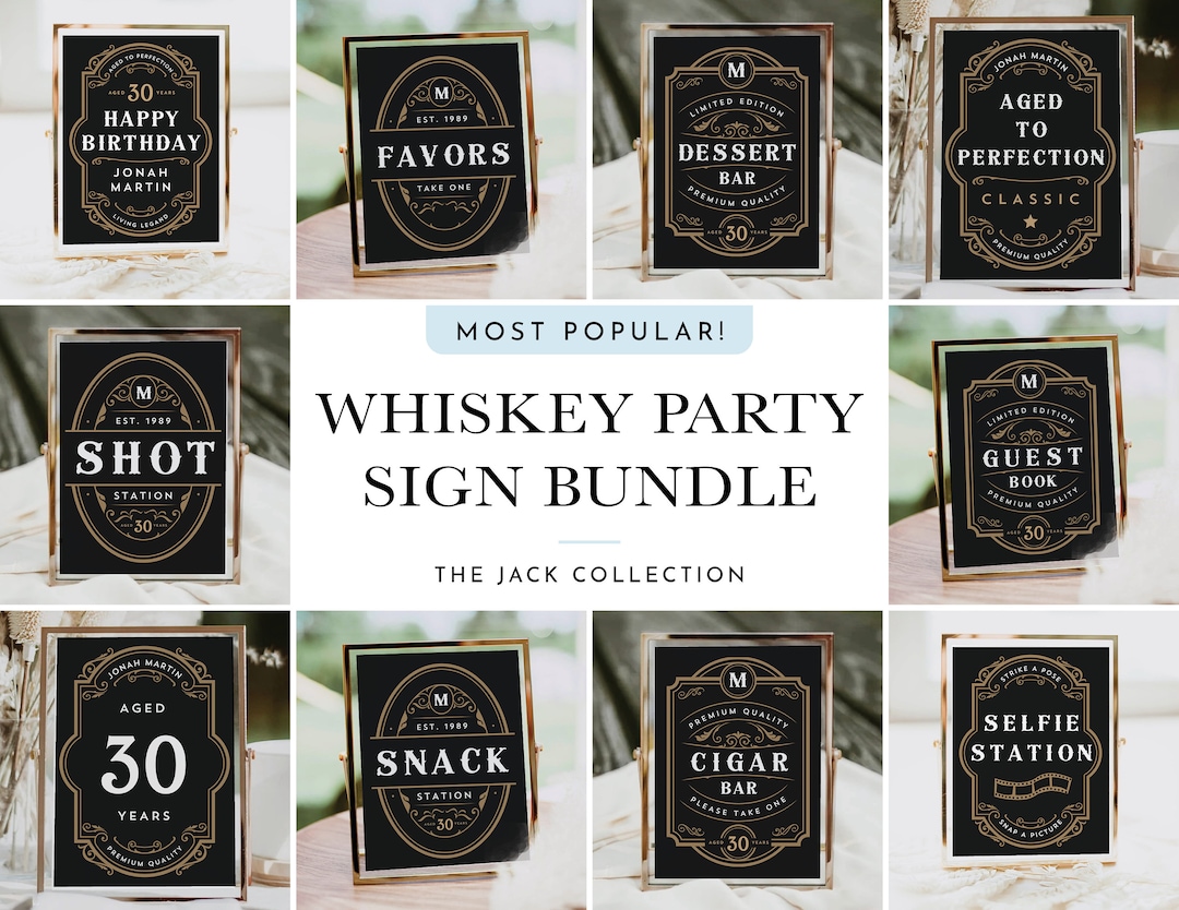 12 Whiskey Sign Bundle Printable Vintage Whiskey Themed Party - Etsy